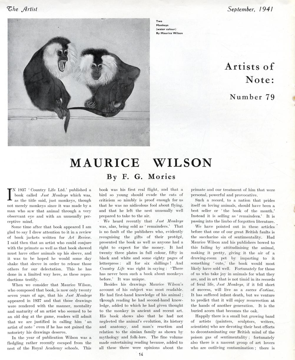 Maurice Wilson, Artist Magazine, 1941
